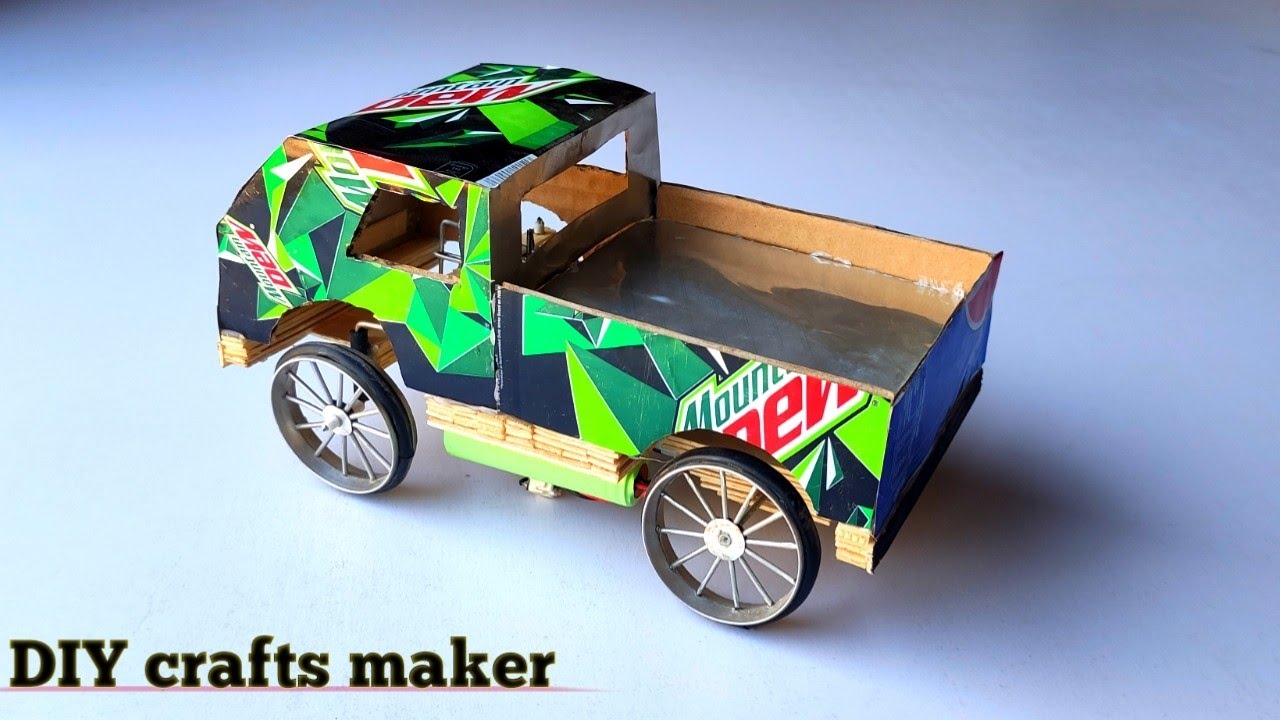How to make RC car with an Ice cream sticks | remote control pick-up ...