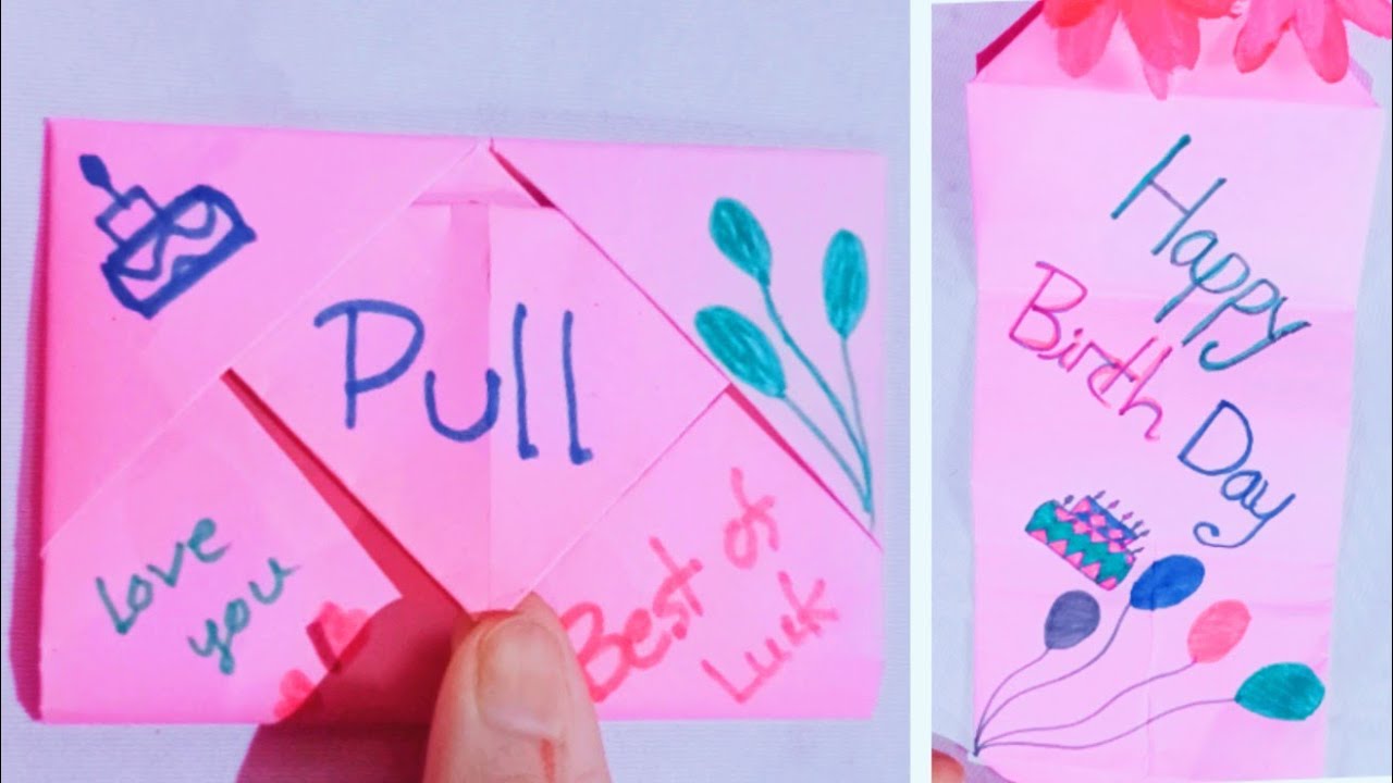 how to make happy birthday curd with paper/DIY pull tab origami paper ...