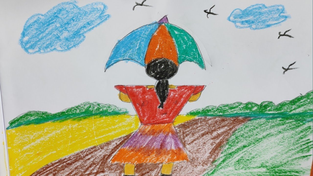 Simple drawing for kids/Girl drawing kids/Class 1 drawing - YouTube