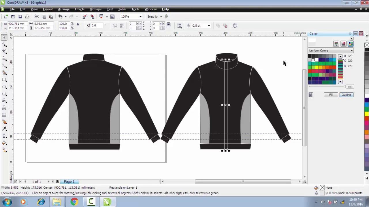 Cara Membuat Desain Baju Jaket Kereeen Depan Belakang Di CorelDraw X4 - YouTube