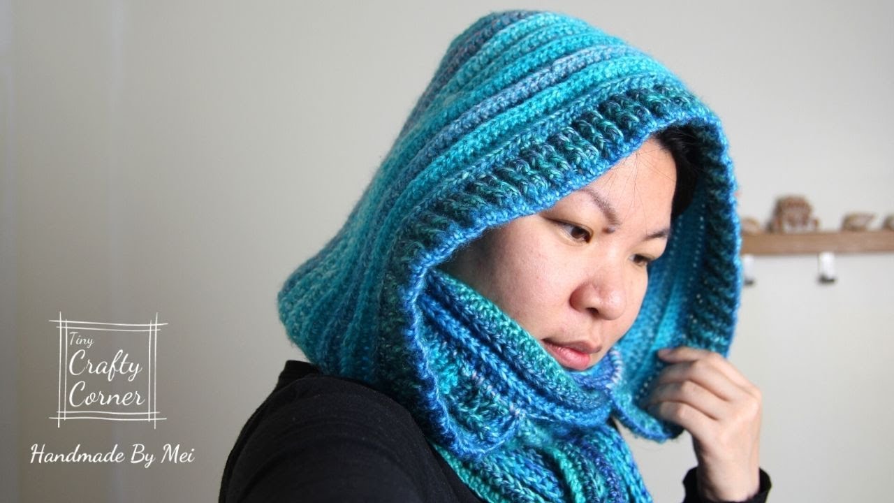 Crochet Easy Hooded Scarf With Scrap Yarns // Scrap Yarn Project - YouTube