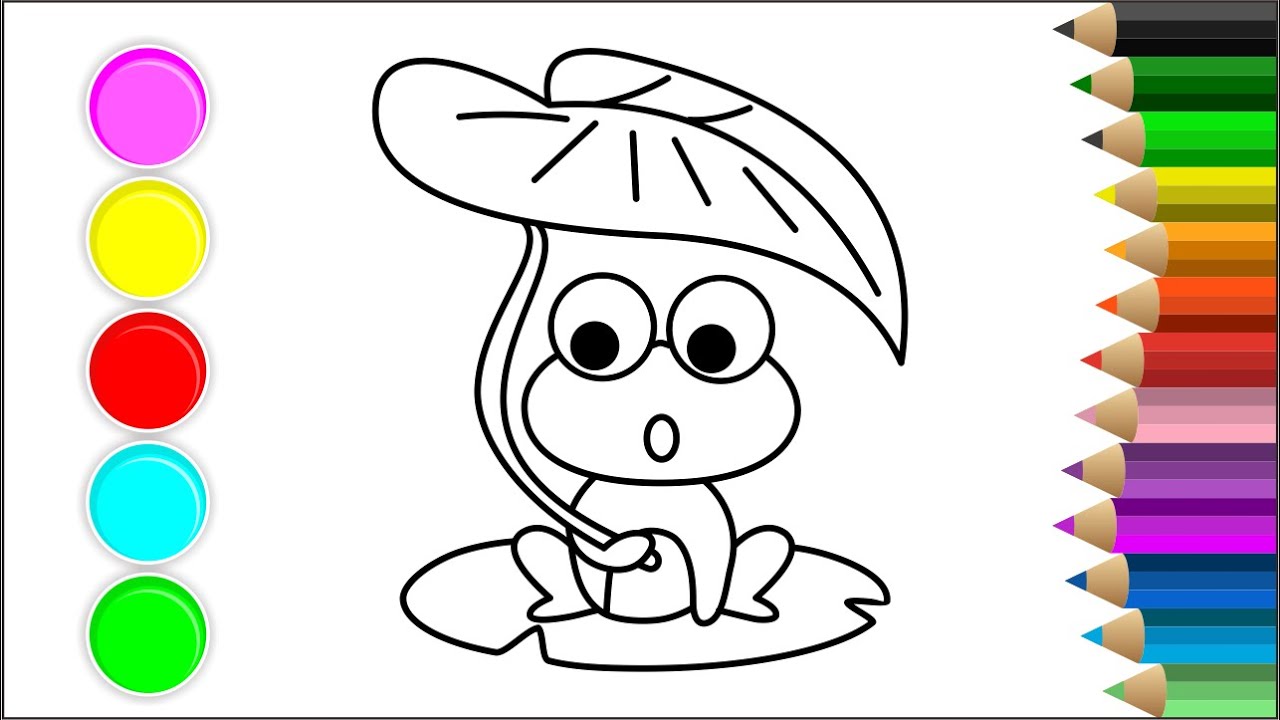 menggambar dan mewarnai katak lucu untuk anak dan balita || draw and ...