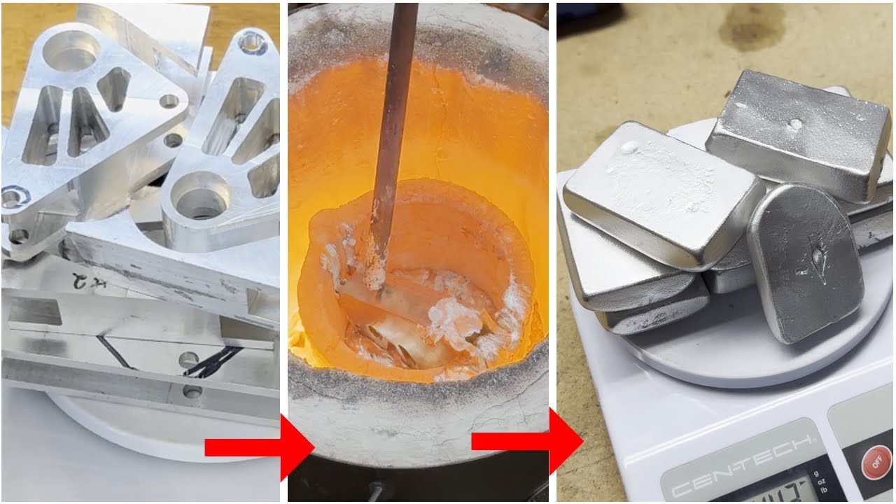 Melting Scrap Aluminum Chunks From Machining! | Trash to Treasure ...