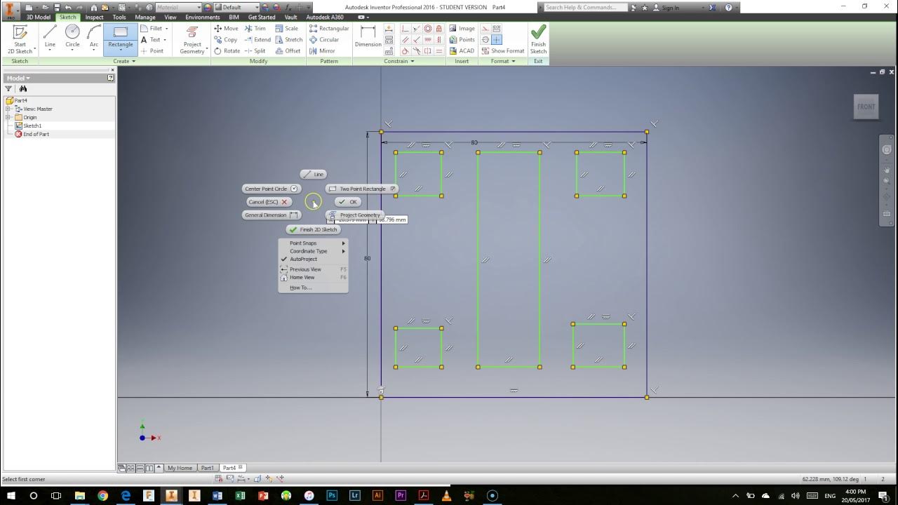 Autodesk Inventor - Sketch/Constrain 1 - Gasket 1 - YouTube