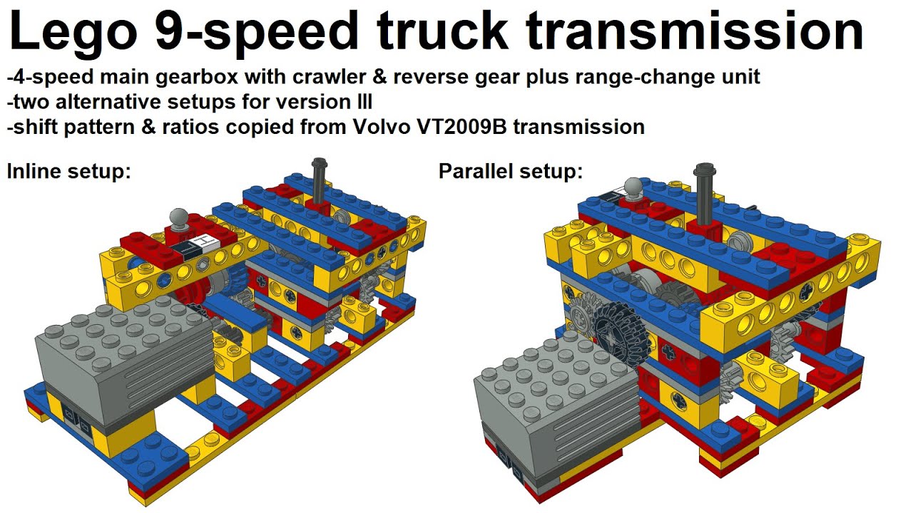 Lego 9-speed truck transmission version III alternative setups - YouTube