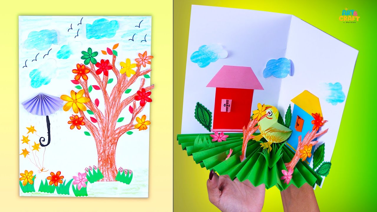 Tree and Flower craft and 3D Landscape craft / Easy DIY Paper Craft for ...