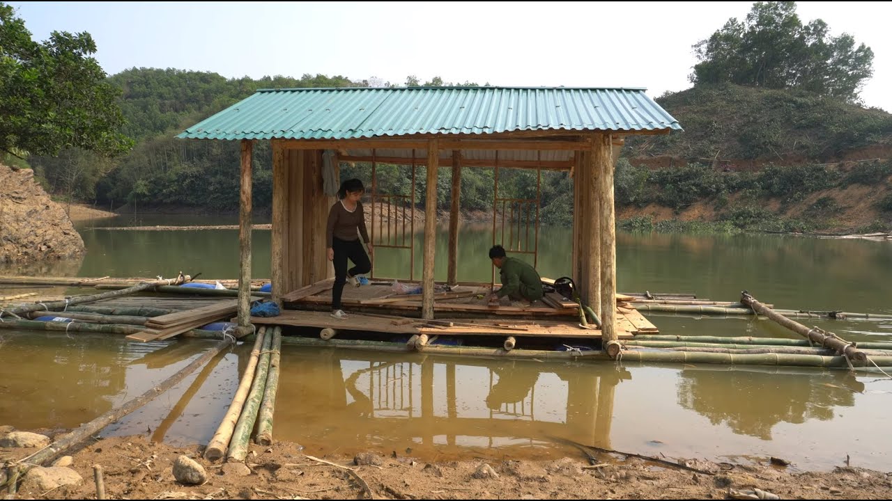 Build Log Cabin Build floating raft house, Wood Plank Detailed Window ...