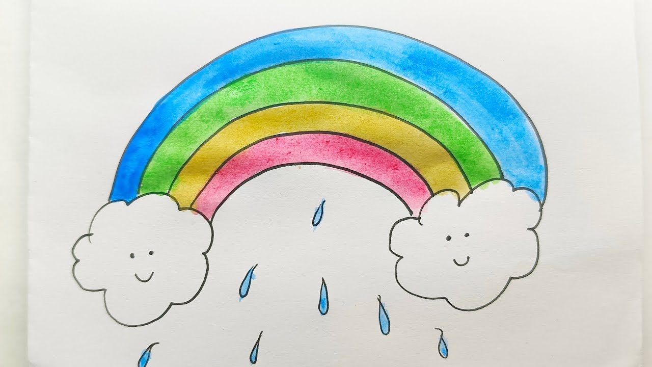 Clouds and Rainbow drawing for kids step by step ll drawing with me ll ...