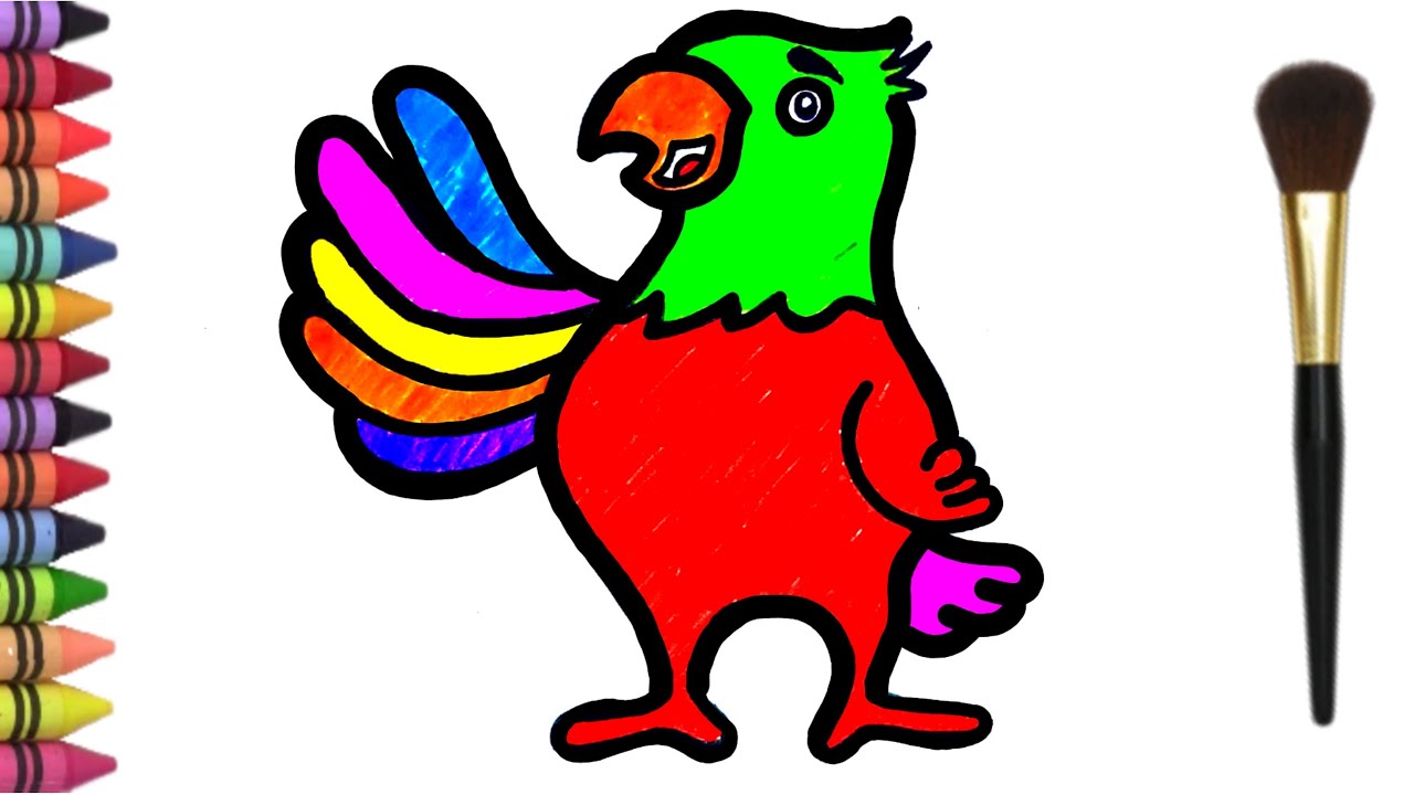 How to draw Parrot step by step for kids | Parrot drawing and coloring ...