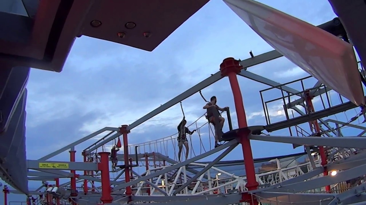 Norwegian Escape Sky Rails Rope Course Zip Line on Top of Cruise Ship ...