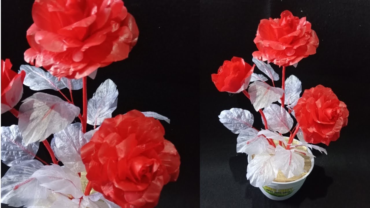 DIY Cara Membuat Bunga Mawar dari plastik kresek| Bunga Mawar terbaru ...