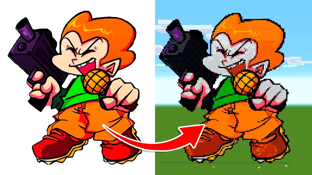 Pico Minecraft Pixel Art Timelapse (Friday Night Funkin mod) - YouTube