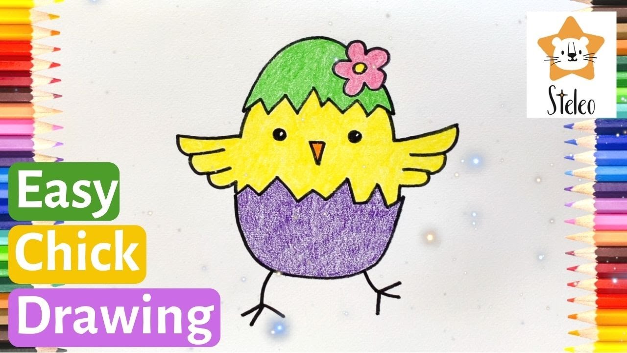 EASY BABY CHICK DRAWING For Easter | How To Draw A Chick | Easy ...