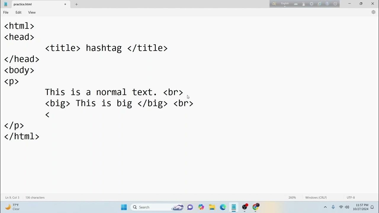 HTML Bangla Tutorial 8 : Text Formating-4 || Big tag || Small tag || Web Design || HSC ...