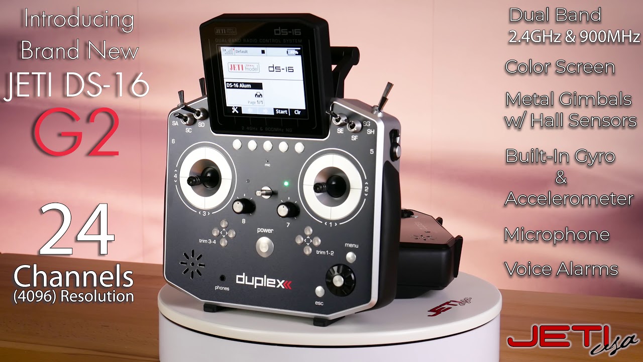 Jeti Duplex DS-16 G2 2.4GHz/900MHz Radio System w/Telemetry - YouTube