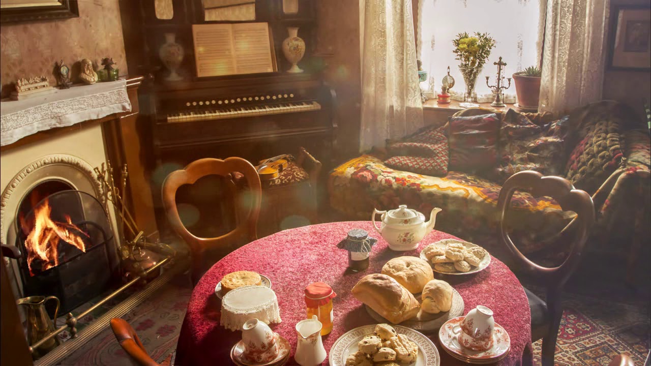 Ambience/ASMR: Edwardian Parlour with Tea & Fireplace, 5 Hours - YouTube