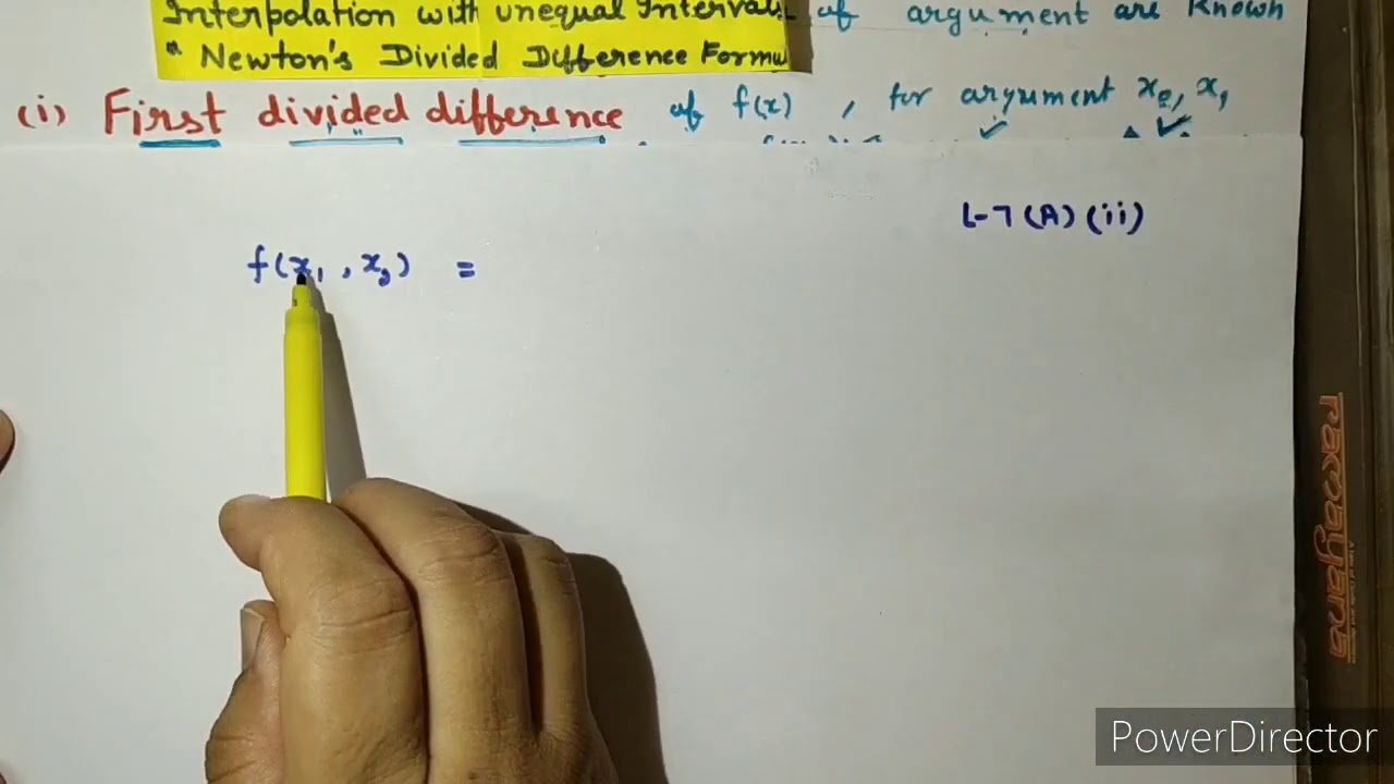 Newton's Divided Difference Formula Lecture7:Part(A)Numerical Analysis ...