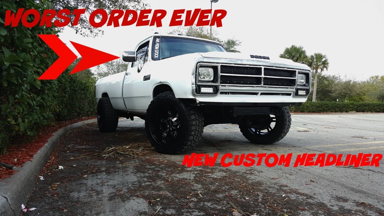 89-93 Dodge Cummins New Custom HeadLiner Install - YouTube