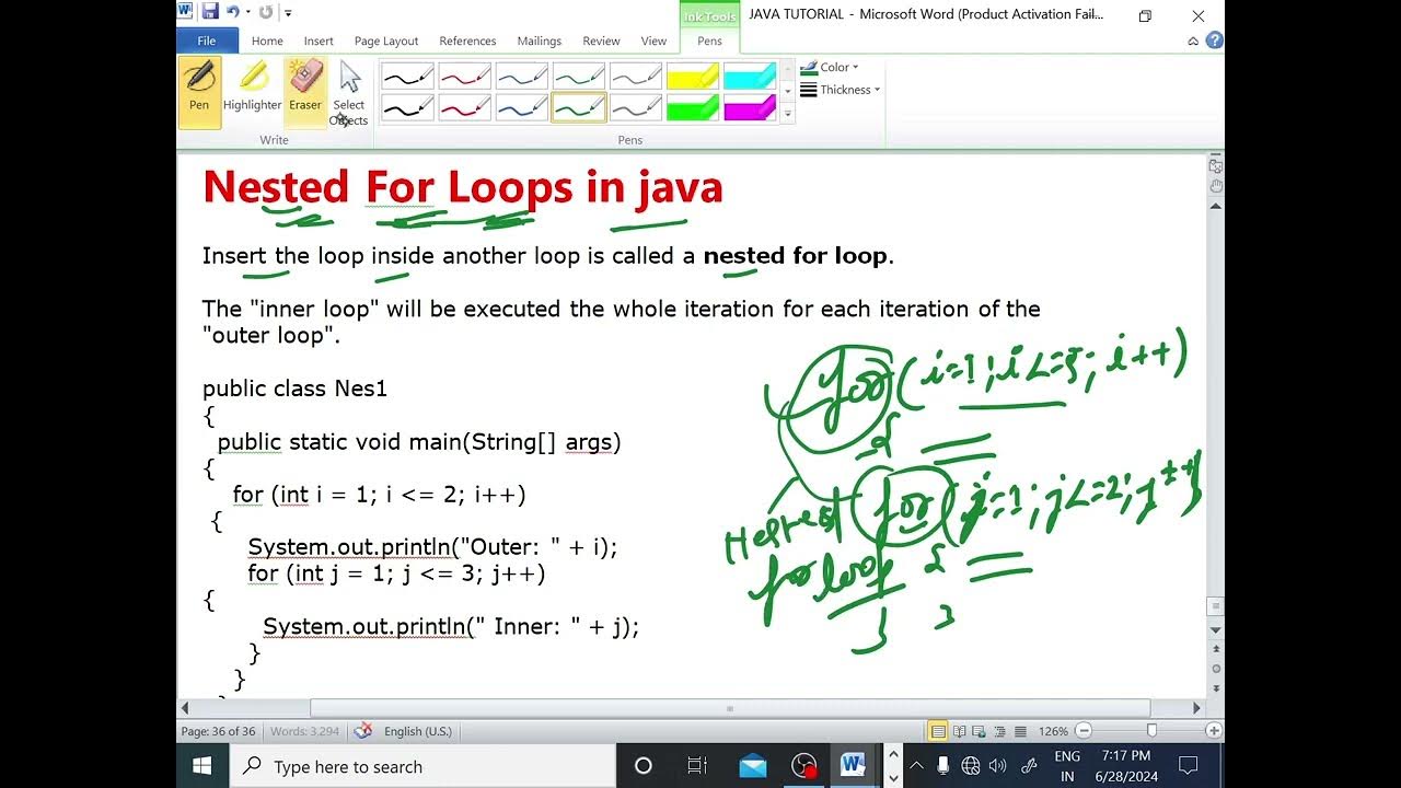 Java Lecture 28 Nested For Full Explanation In Java Ecl365classes Youtube