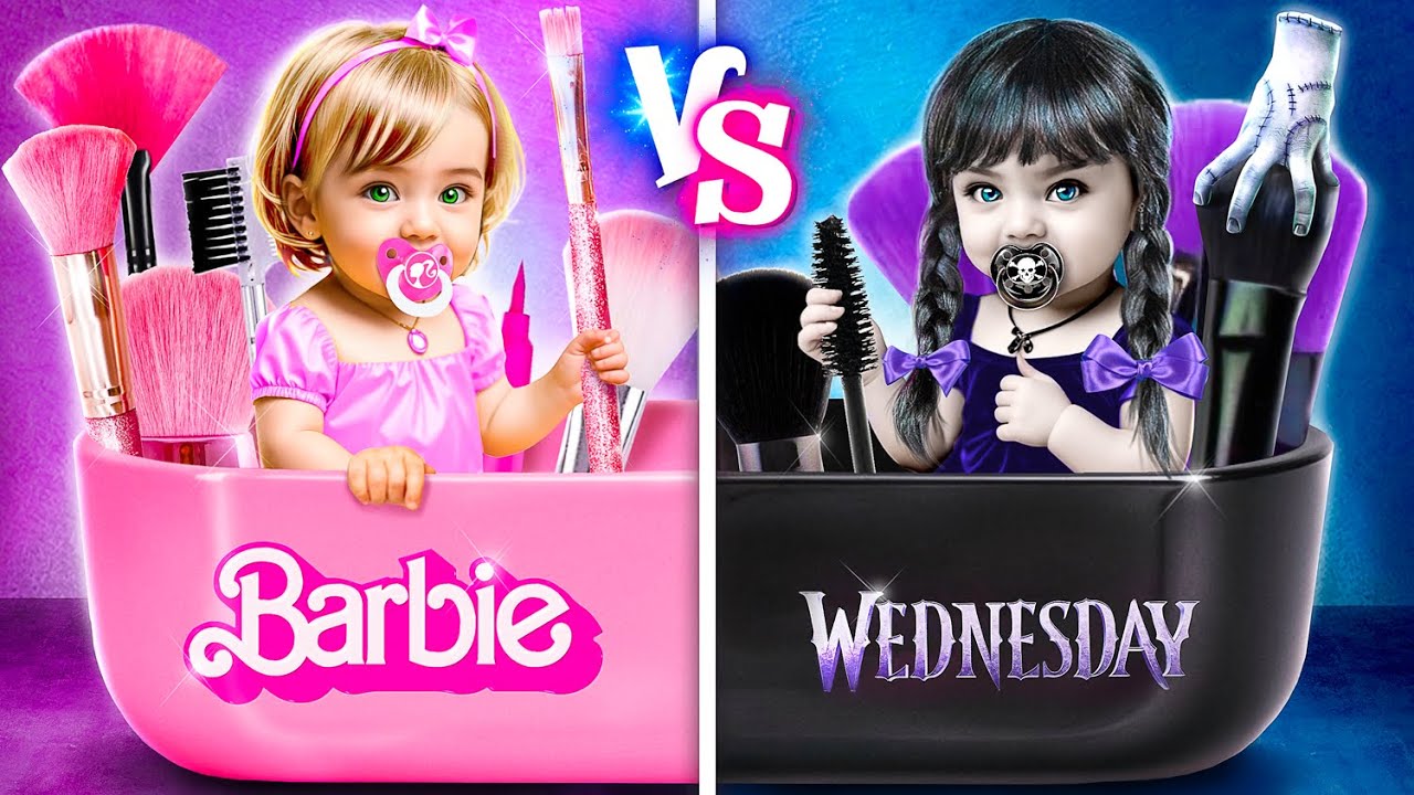Extreme Make-over: Barbie vsWednesday! Van Nerd Naar Dark Barbie ...