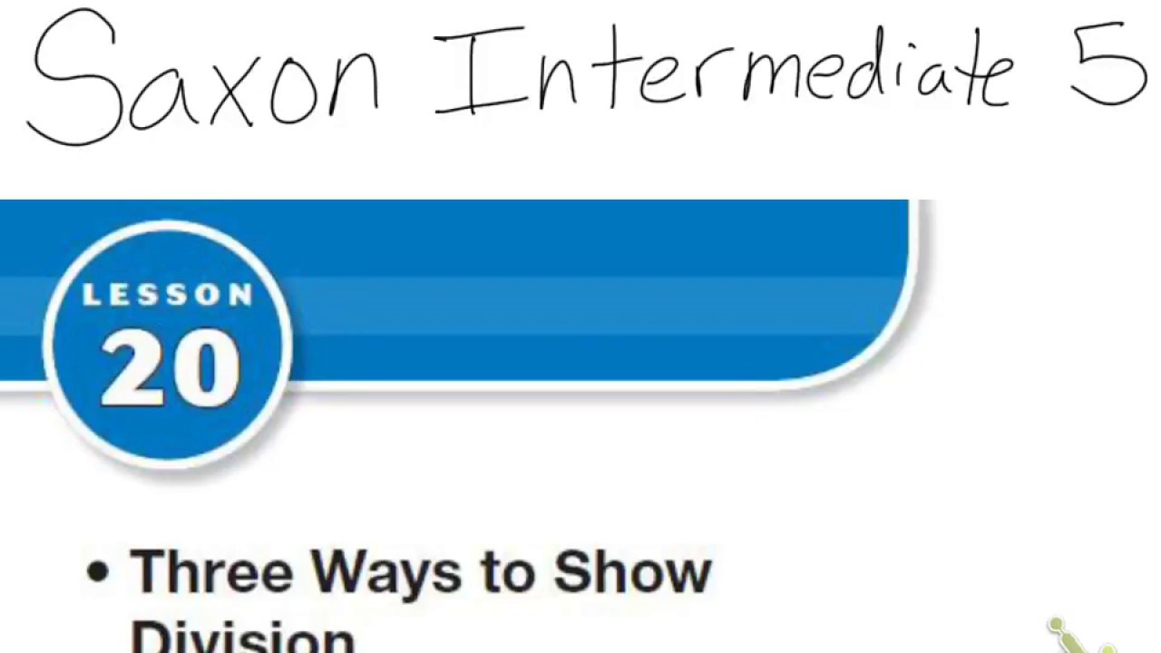 Saxon Math Int 5 Lesson 20 - YouTube