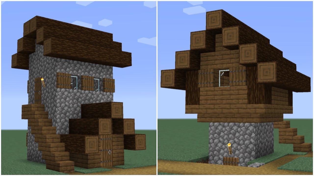 How to build a Minecraft Village Medium House 1 & 2 (1.14 taiga) - YouTube