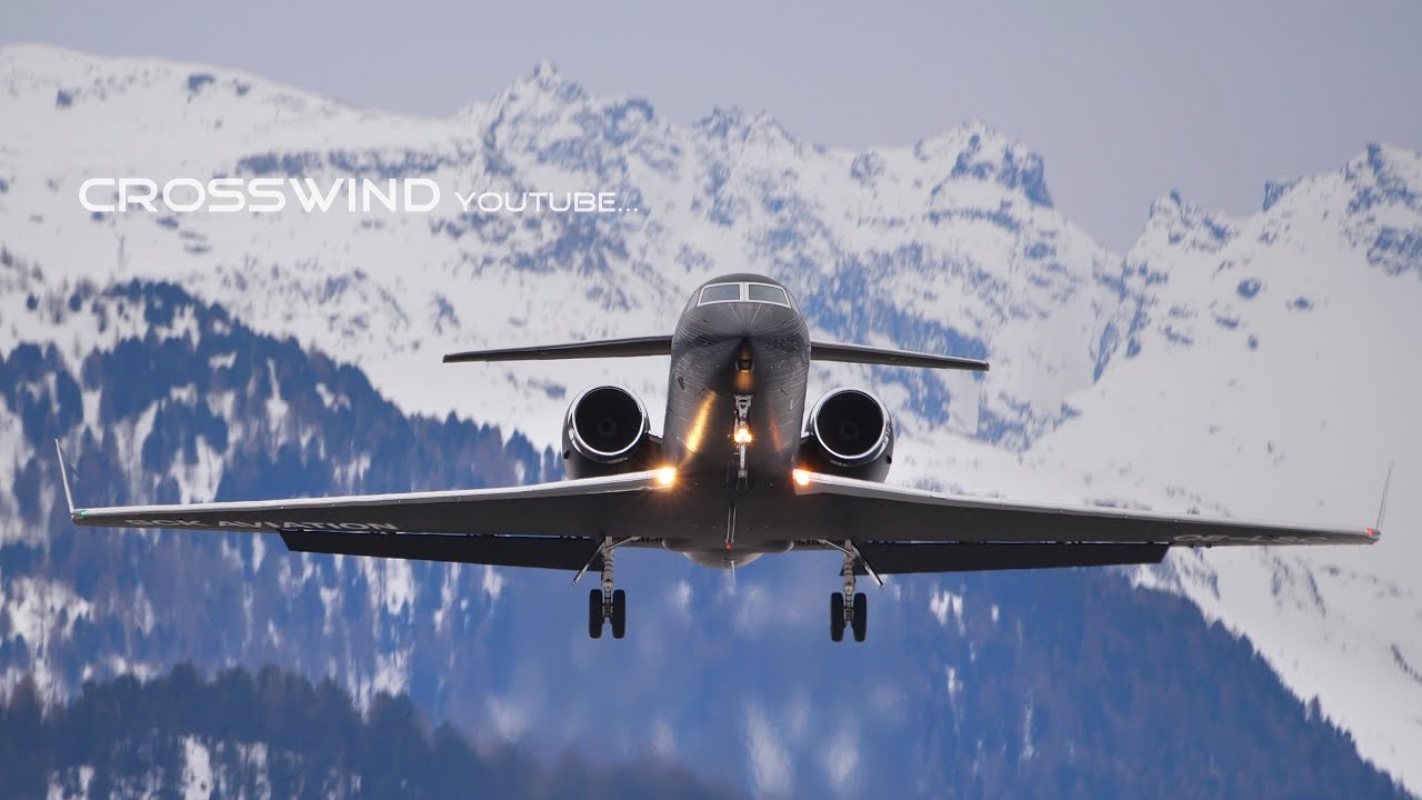 Elegant Black Gulfstream G450 | Mountain Landing & Take Off | 18.02. ...
