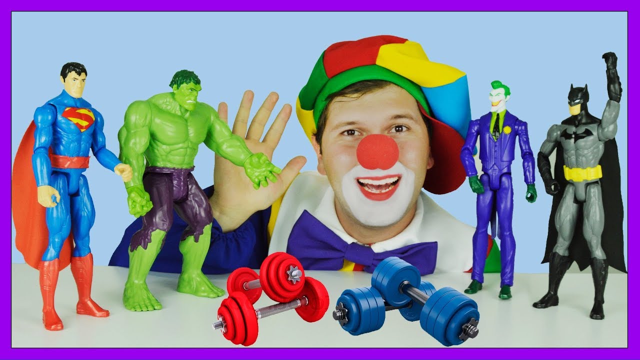 Hulk, Batman, Superman vs Clown Joker | Video for kids | Funny Clown ...