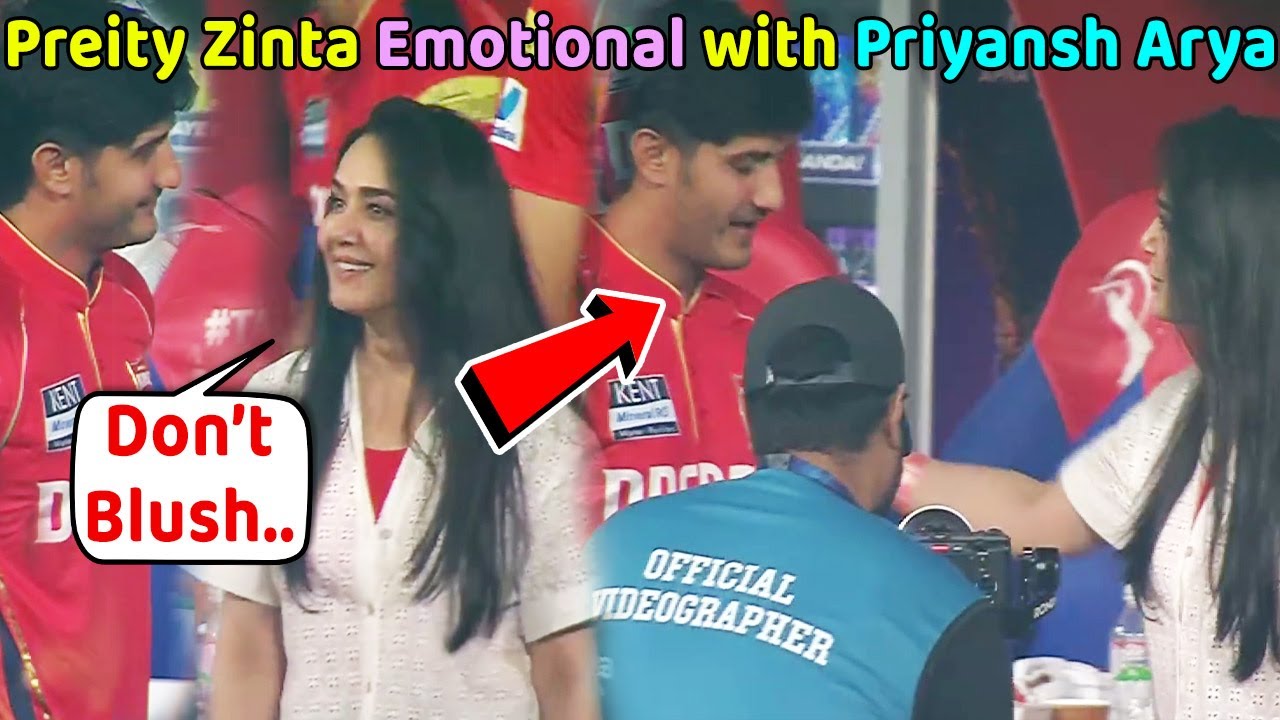 Preity Zinta emotional with Prince Arya after his century on PBKS vs CSK - YouTube