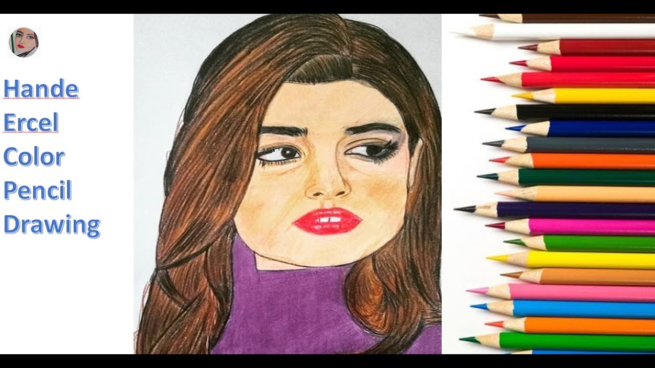 How to draw face using colour pencils step by step tutorial | Hande ...