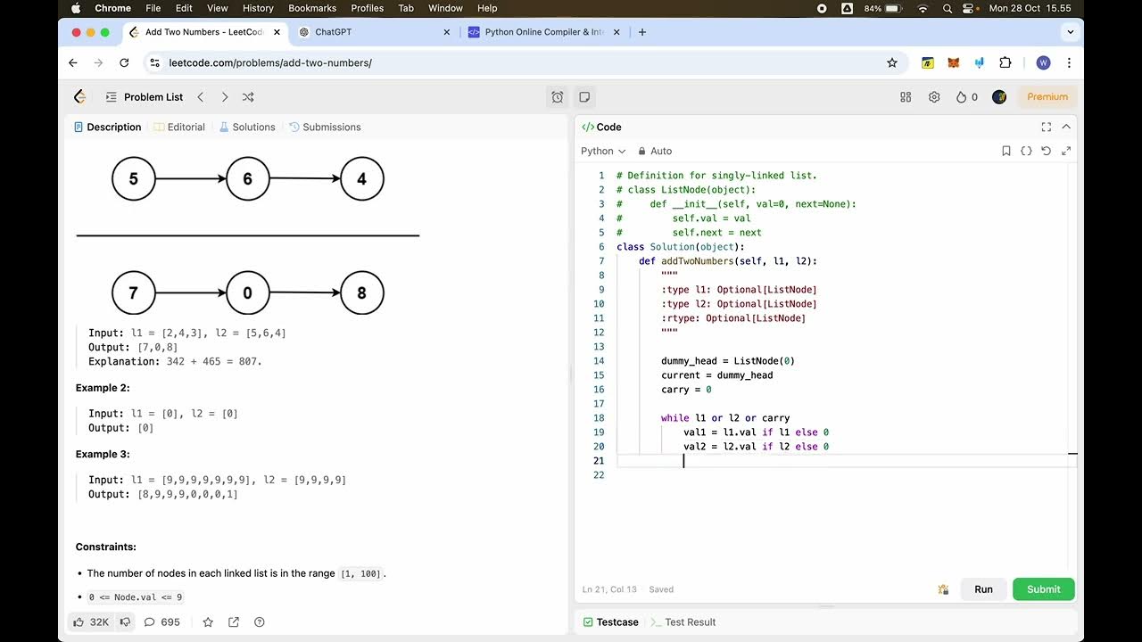 Leetcode - Add Two Numbers - YouTube