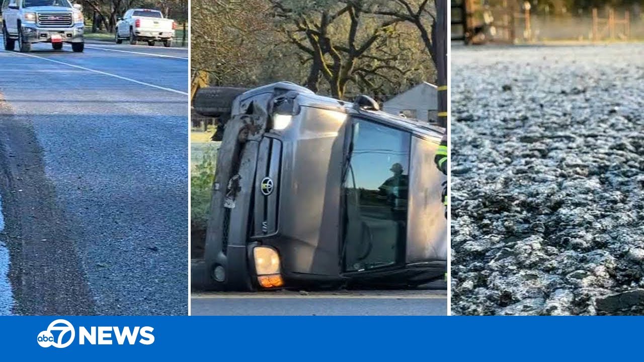 Black ice causes problematic commute for Bay Area drivers - YouTube