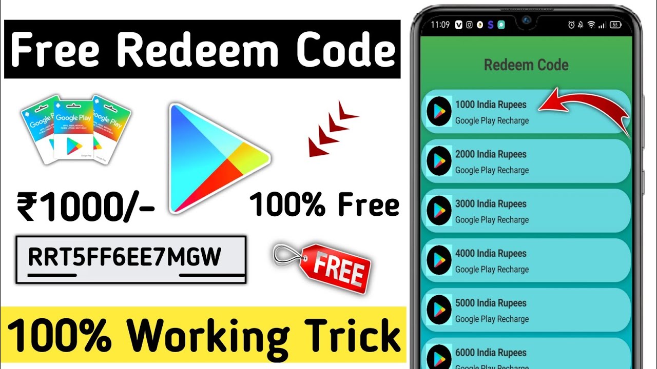 Free Me Redeem Code Kaise Le | How To Get Free Google Play Store Redeem ...