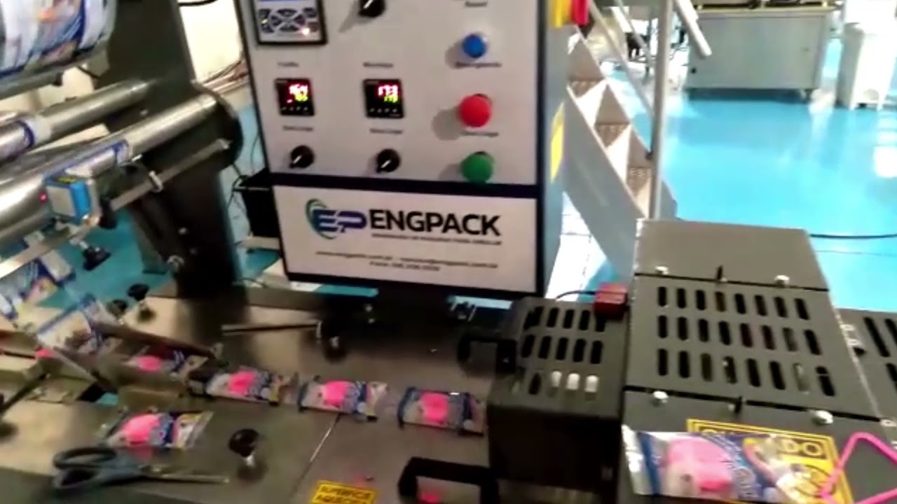 EMBALADORA FLOW PACK HM 100 - Embalando Pedra Sanitária - YouTube