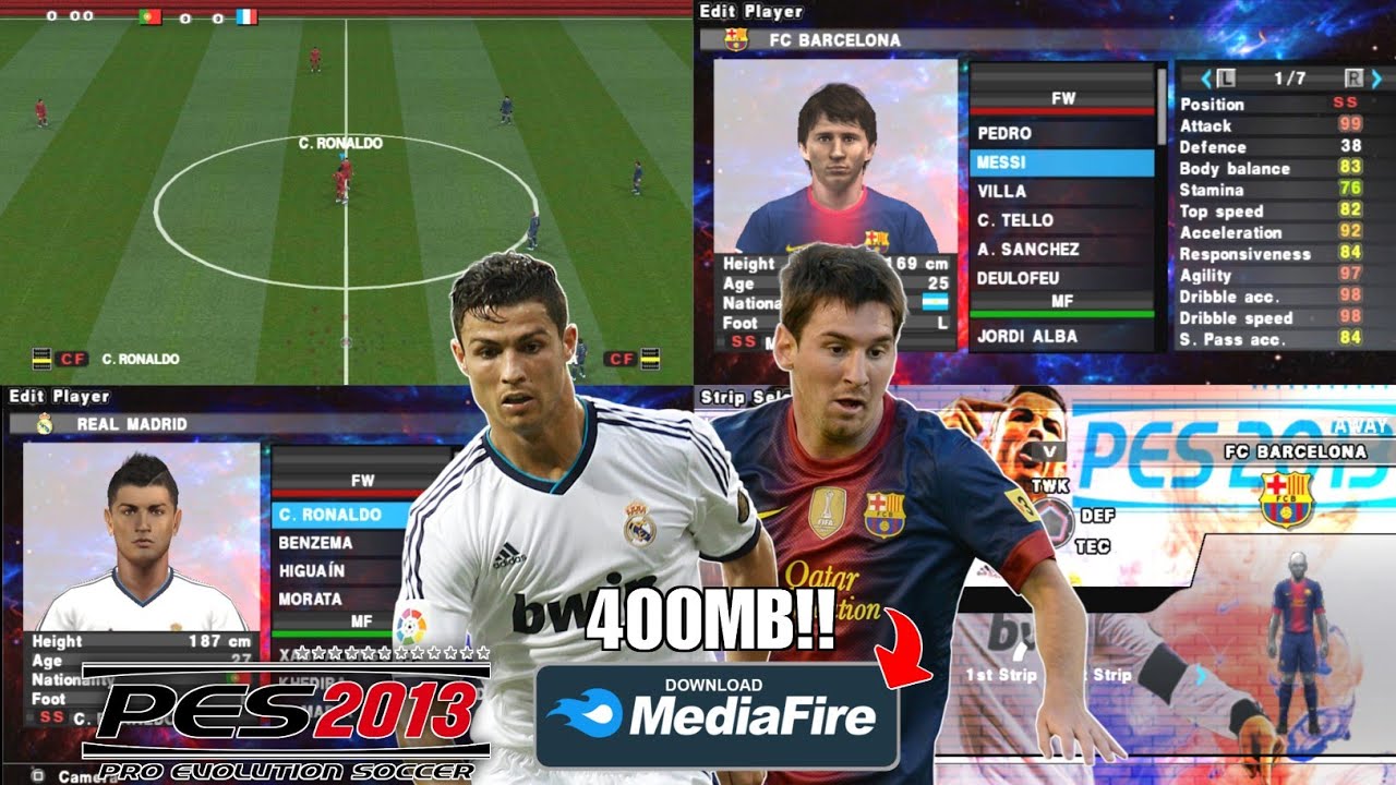 400MB!! GAME PES 2013 ORIGINAL PPSSPP ANDROID OFFLINE BEST GRAPHICS HD ...