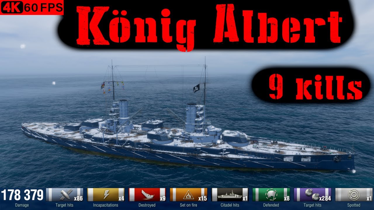 World of Warships König Albert Replay - 9 Kills 178.4K DMG(Patch 12.8.0 ...