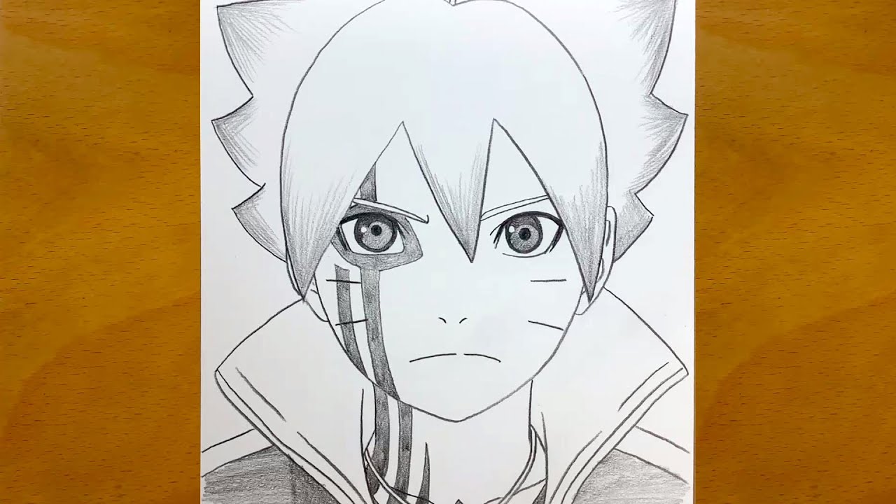 Anime sketch | How to draw Boruto Uzumaki from Boruto | step by step ...