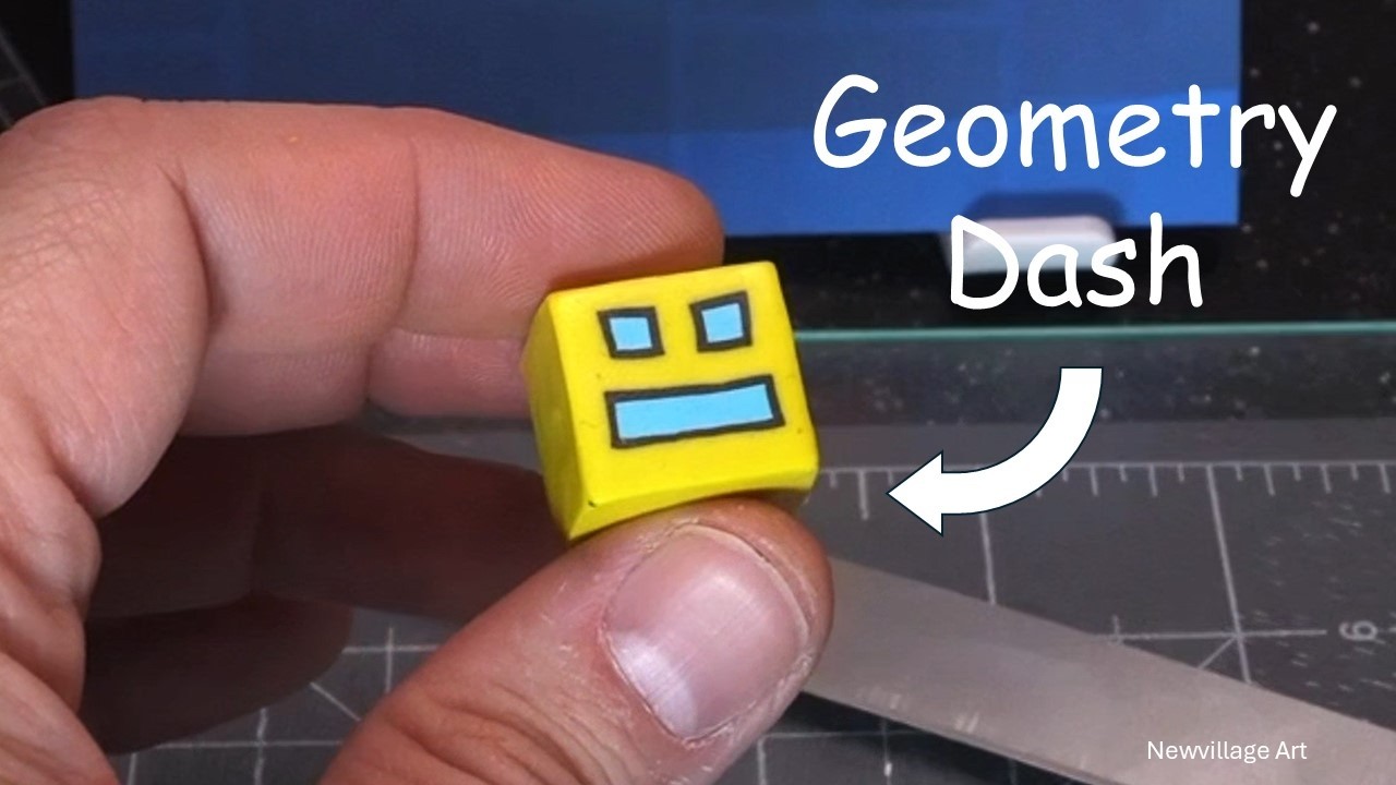 I made a Geometry Dash Square with Polymer Clay #clayartwork # ...