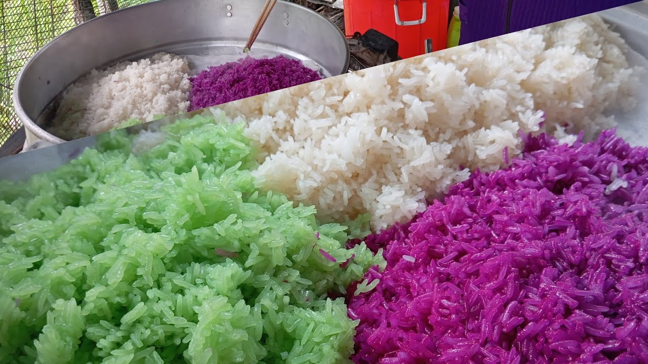 Hướng dẫn cách nấu xôi cực ngon , xôi 3 màu ( màu tím lá cẩm , màu xanh ...