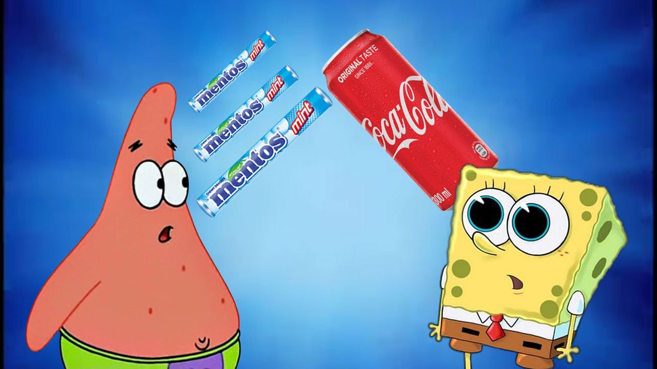 Coca Cola & Mentos 💥 SpongeBob!! #cocacola #spongebob #cocacolamentos #cokementos - YouTube