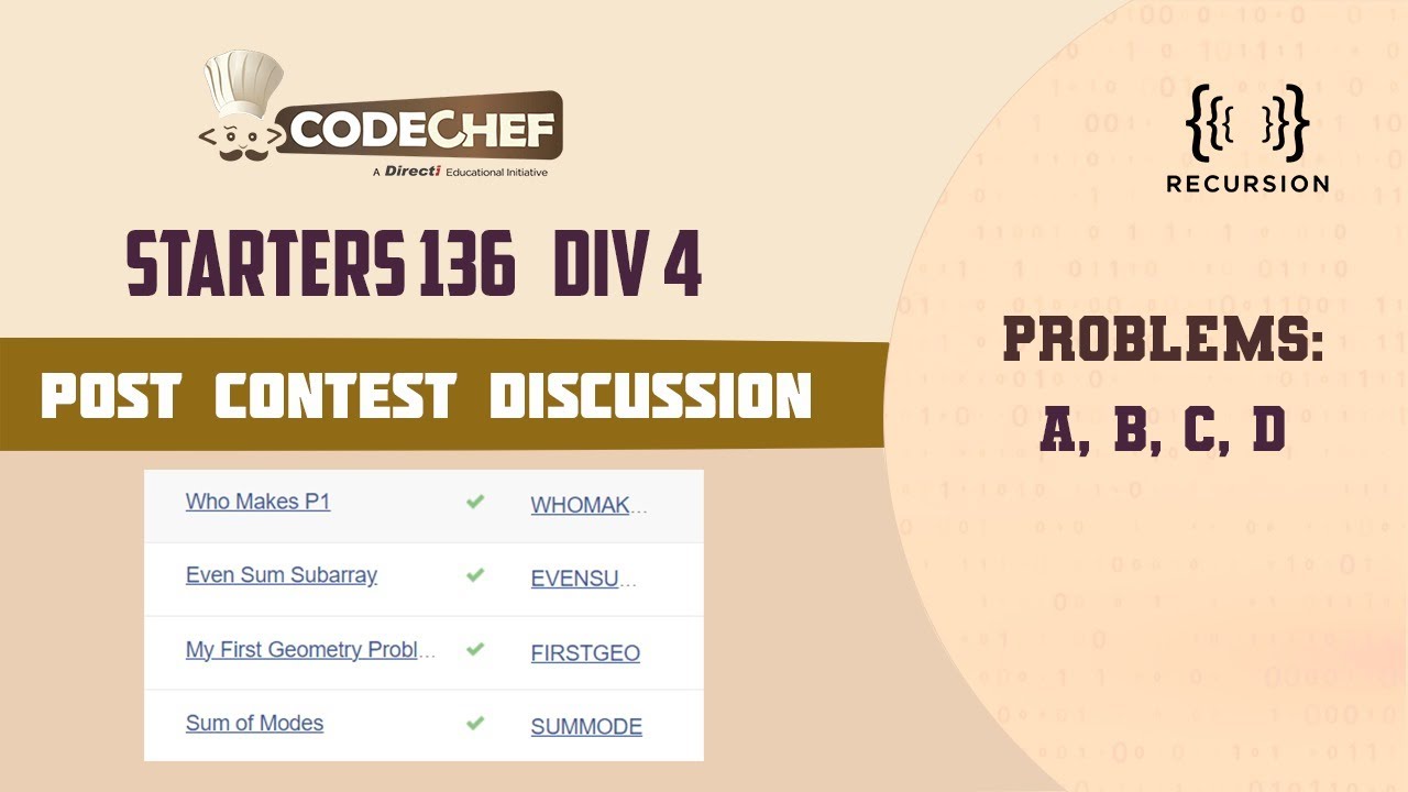 Codechef Starters 136 Div 4 Post Contest Discussion Solution A To