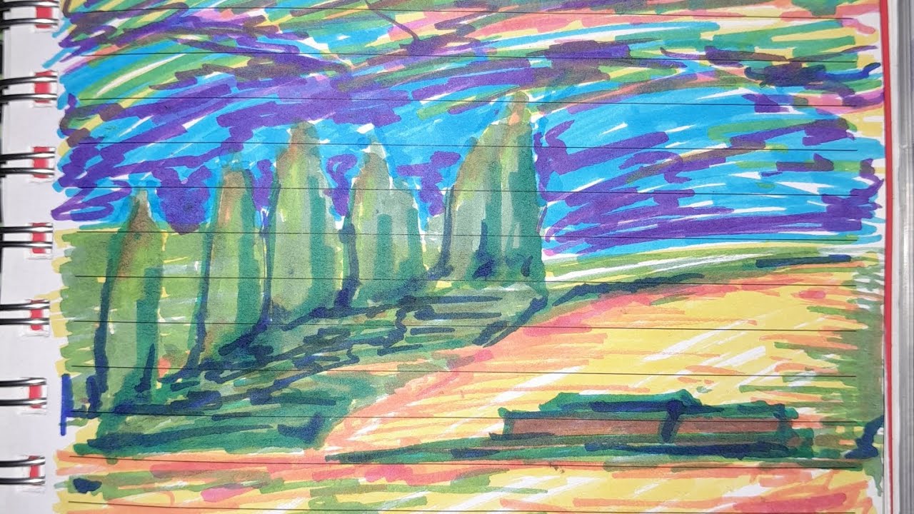 Colorful Scenery Doodle (Time-lapse) - YouTube