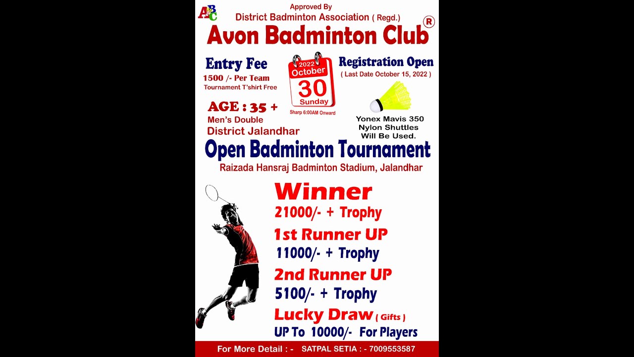 CH LIVE || AVON BADMINTON CLUB OPEN BADMINTON TOURNAMENT : JALANDHAR ...