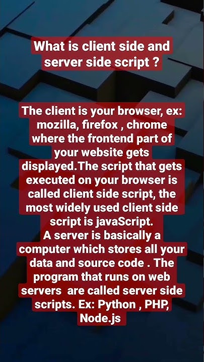 JavaScript Interview questions | Client side vs server side scripting #shorts#javascript - YouTube