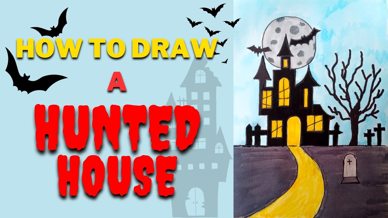 How To Draw A Haunted House | How to Draw a Haunted House Step by Step ...