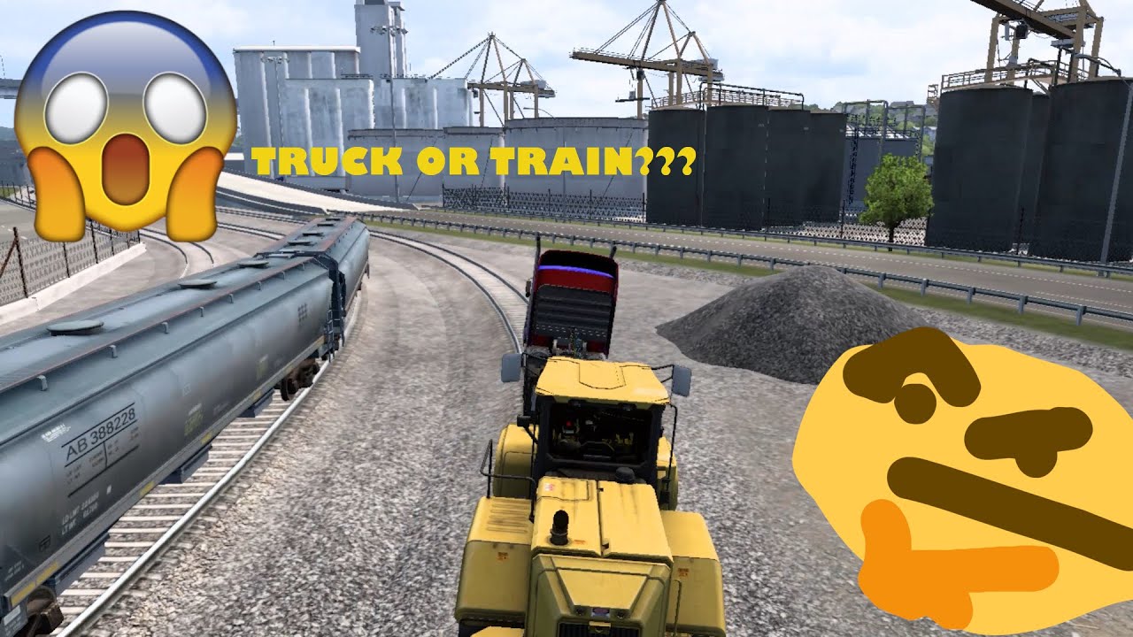MUST SEE!! ATS truck on the train track?? INSANE!! - YouTube