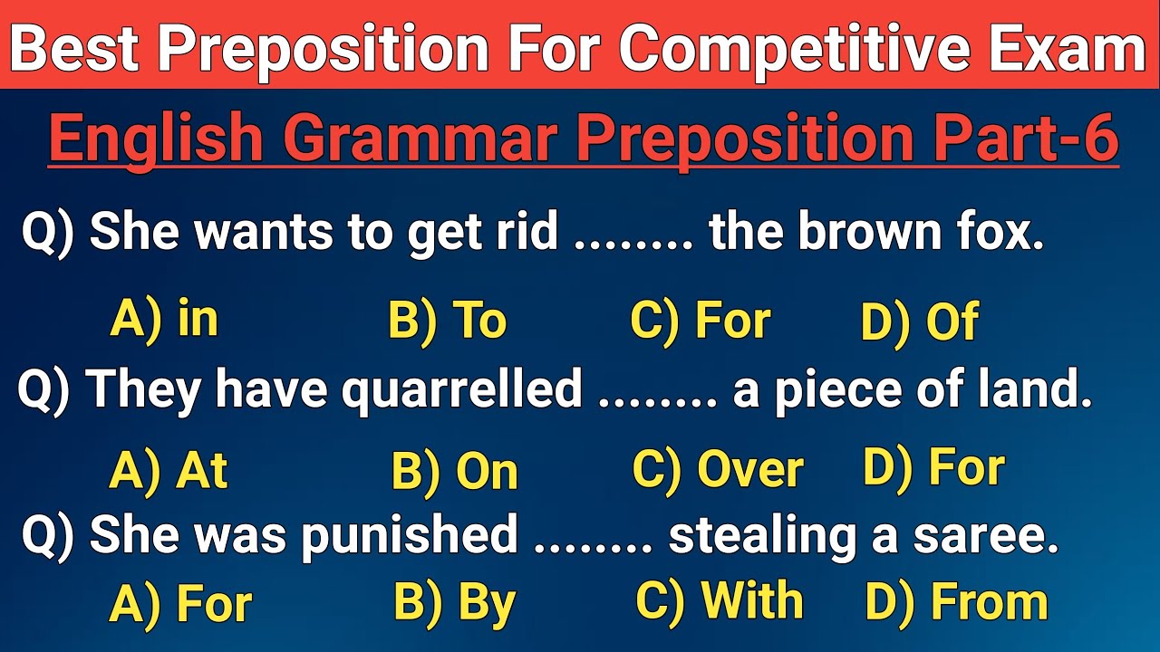 Top Preposition Question | Most Important Preposition in English ...