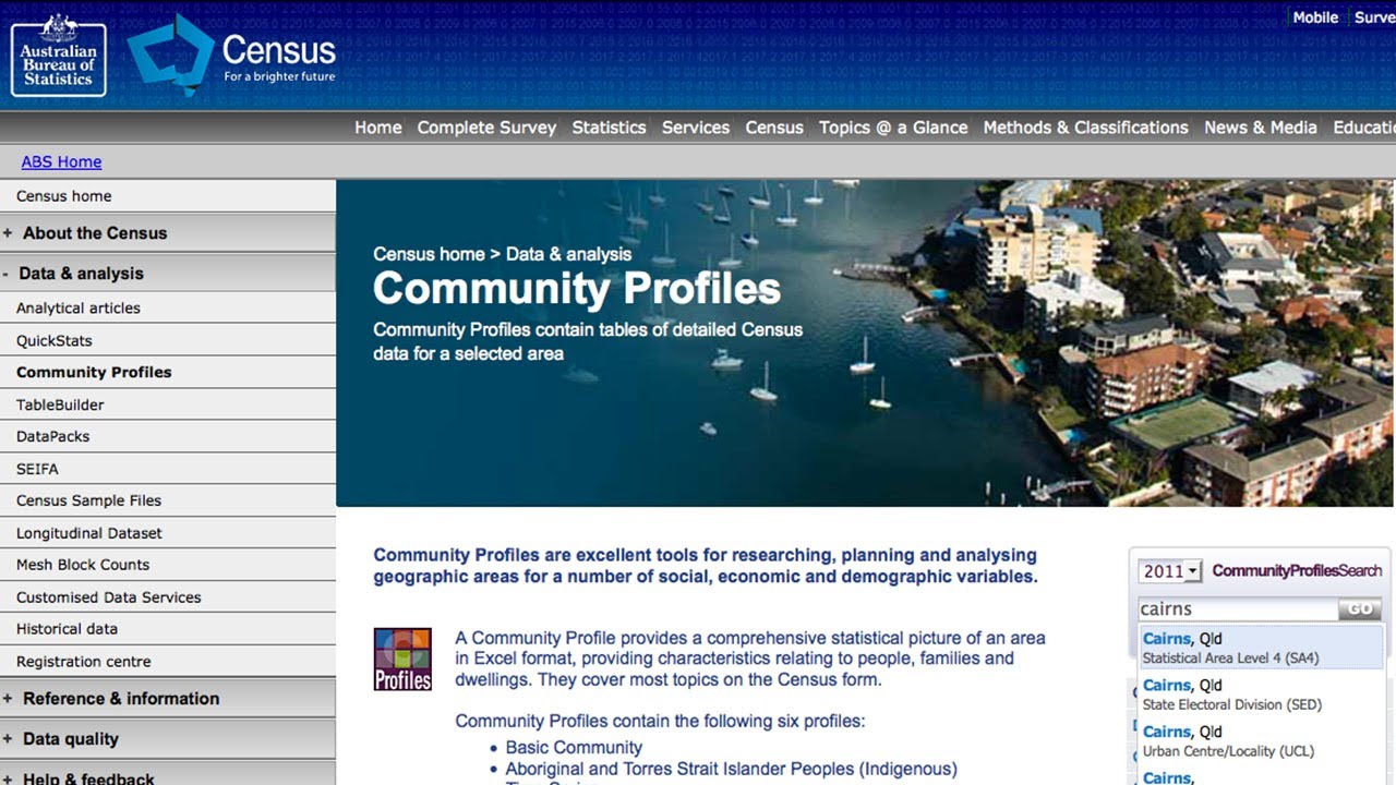 How to search Australian Bureau of Statistics (ABS) Community Profiles ...