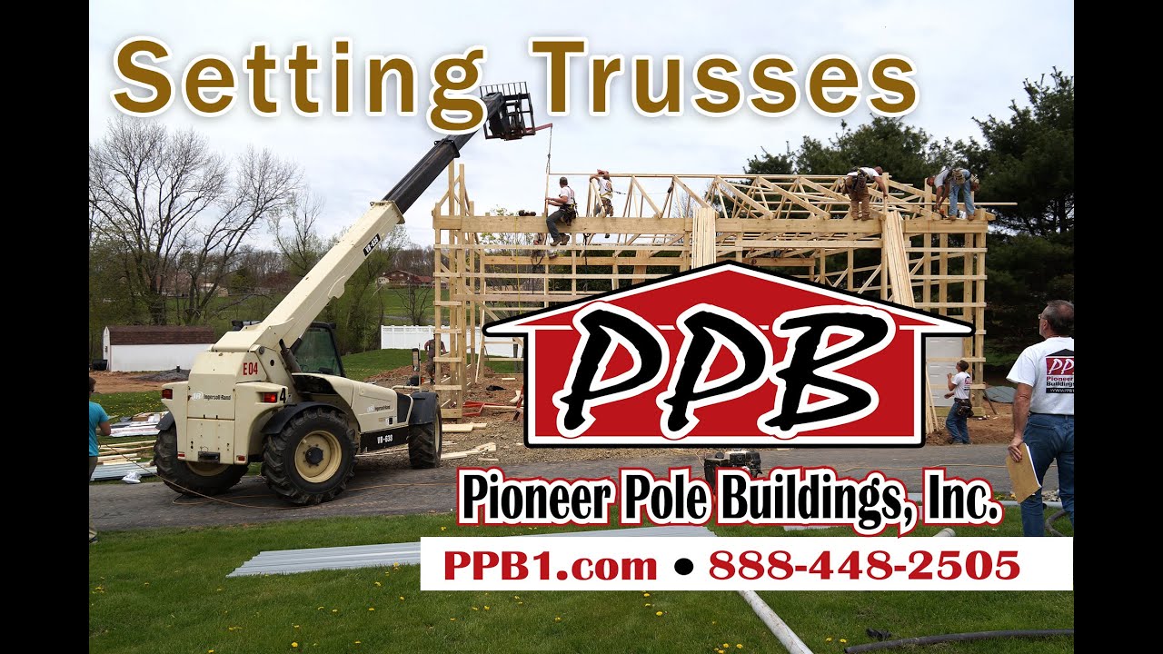 Setting Trusses on a 36' W x 40' L x 14' H Building by PPB - YouTube
