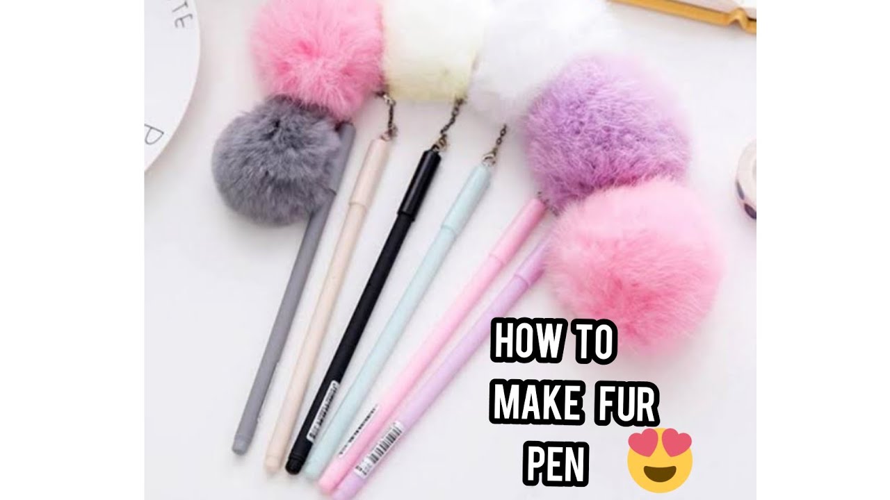 How to make Fur pen||Pom pom pen||cute craft||Must watch!!!!! - YouTube